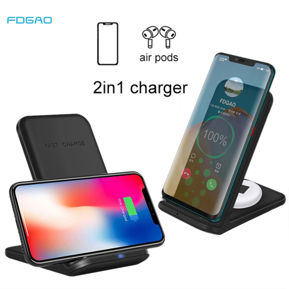 Chargeur Sans Fil 2 En 1, Station De Charge Rapide À Induction 15w ...