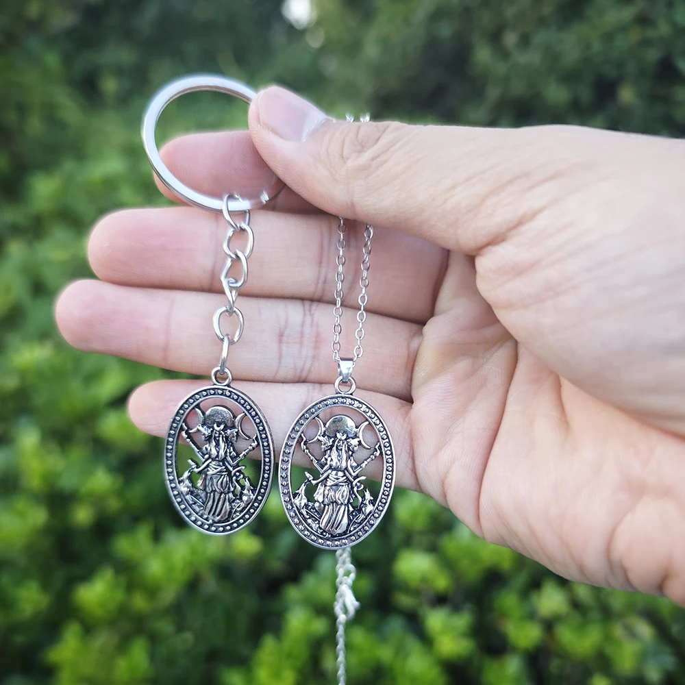 Vintage Witchy Keychain Jewelry for Women Girls Triple Moon Goddess ...