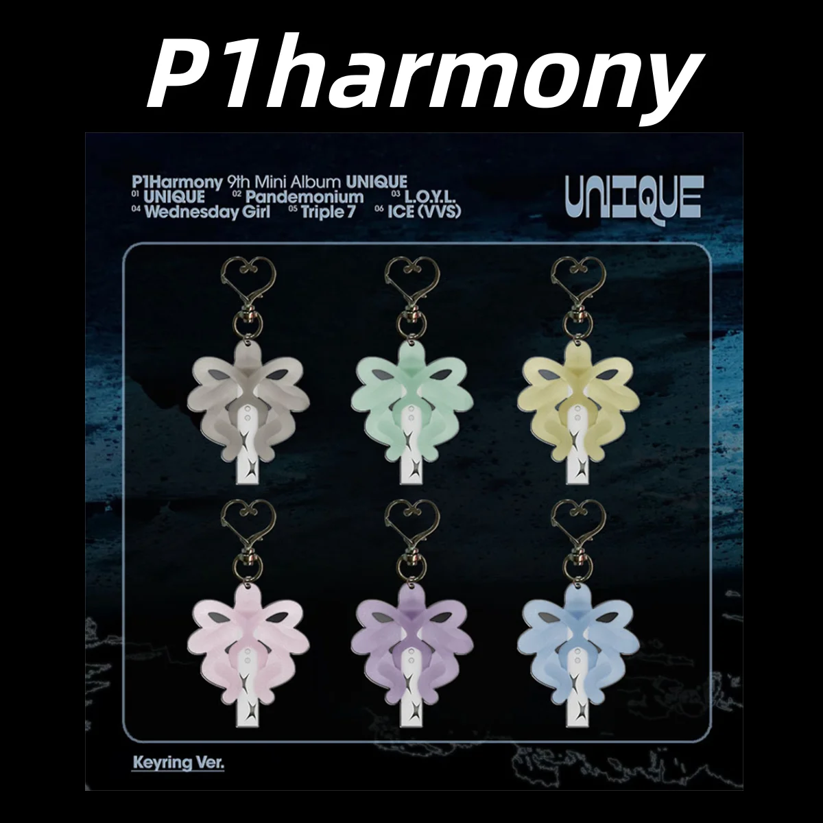 P1harmony UNIQUE Album Keychain Cartoon Cute Colorful Pendant Key Ring ...