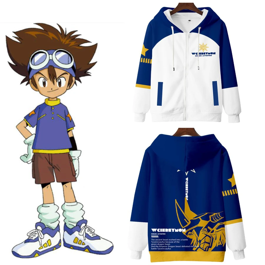 New Women/men Hoodies Sweatshirts 3d Anime Digimon Adventure Zip Up ...