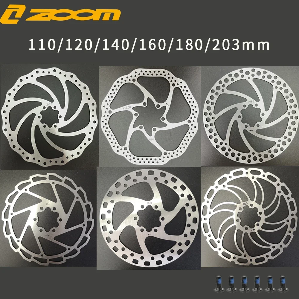 ZOOM Cycling Stainless Steel Brake Rotor 110/120/140/160/180/203mm MTB ...