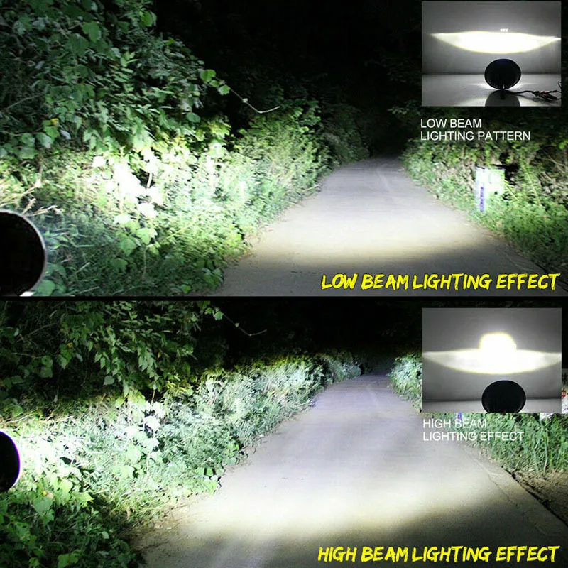 Wrangler Headlights 7 LED Work Light H4 Round Headlights with Yellow ...