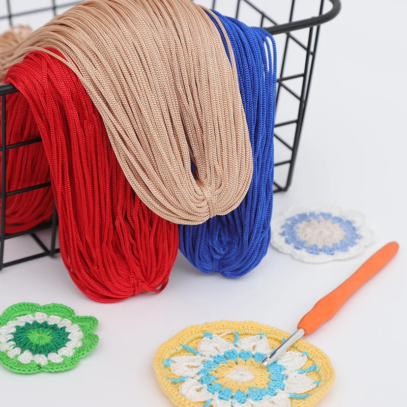 1pc 100g Crocheting Hollow Yarn Nylon Cord Knitting Thread Silk Shiny ...