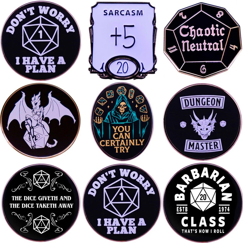 DND D20 Dice TRPG Tabletop RPG Pin Esmalte Broche Liga Metal Badges ...