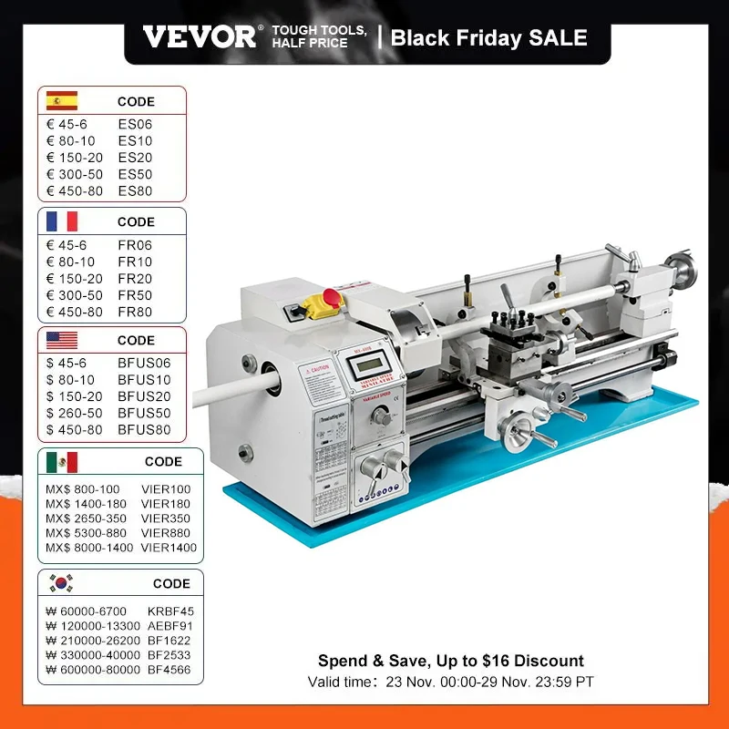 VEVOR Mini Metal Lathe 1.1KW Metal Lathe 8.7 x 23.6 Inch/220 x 600MM ...