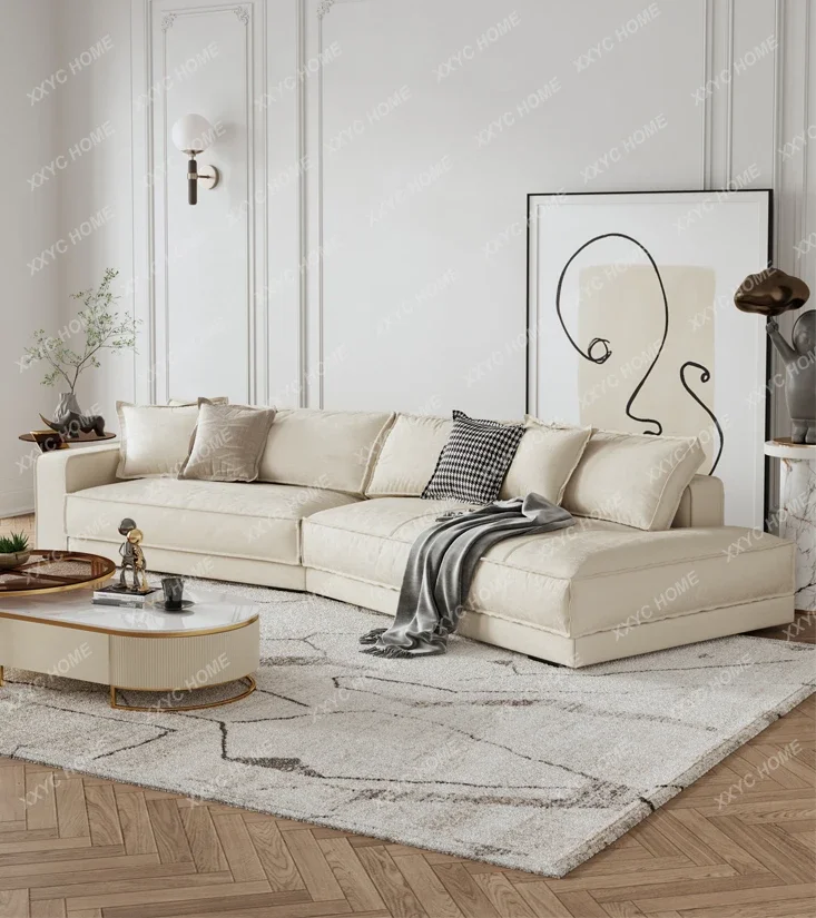 French-Entry-Lux-R-Shaped-down-Sofa-First-Layer-Cowhide-Living-Room ...