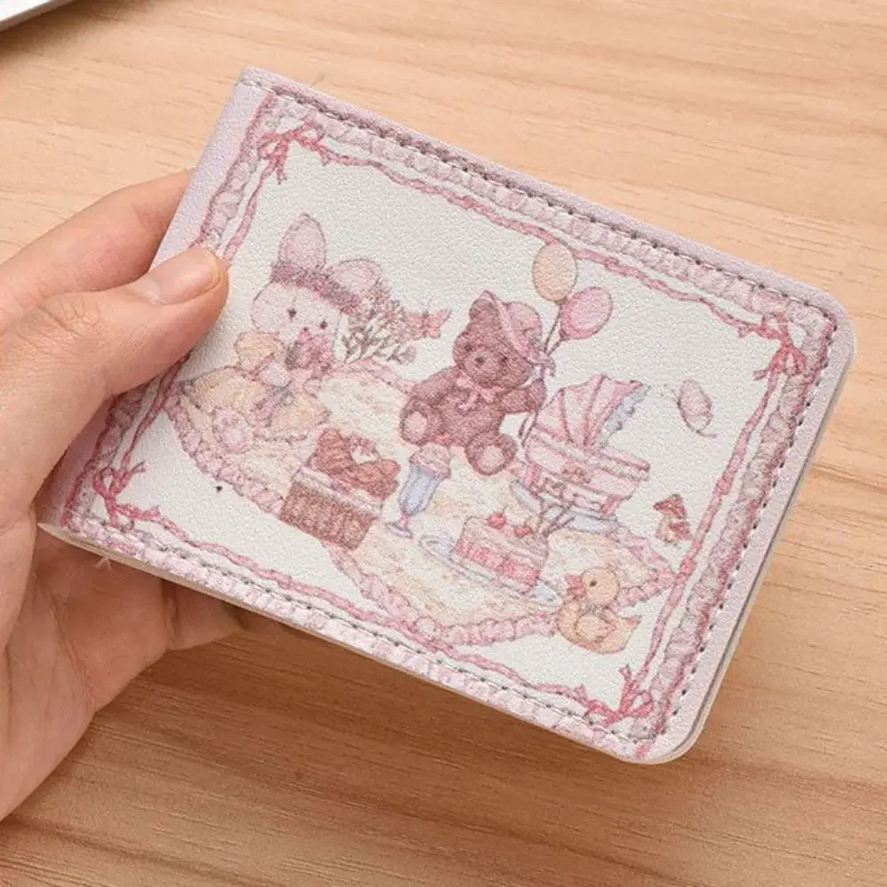 Small Cute Rabbit Bear Print Card Holder Kitten Mini Wallet Multi-Card ...