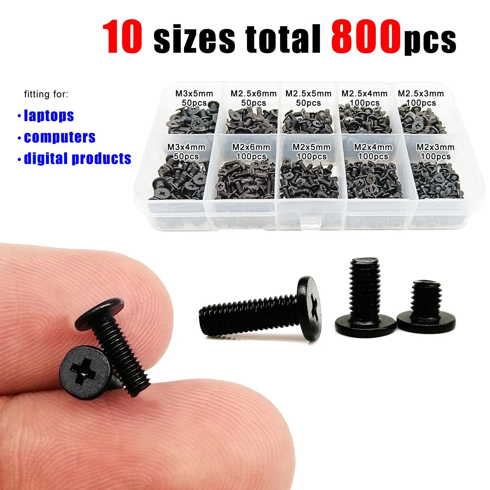 800pcs-box-Laptop-Computer-Screw-Bolt-M2-M2-5-M3-Phillips-Cross-Ultra ...