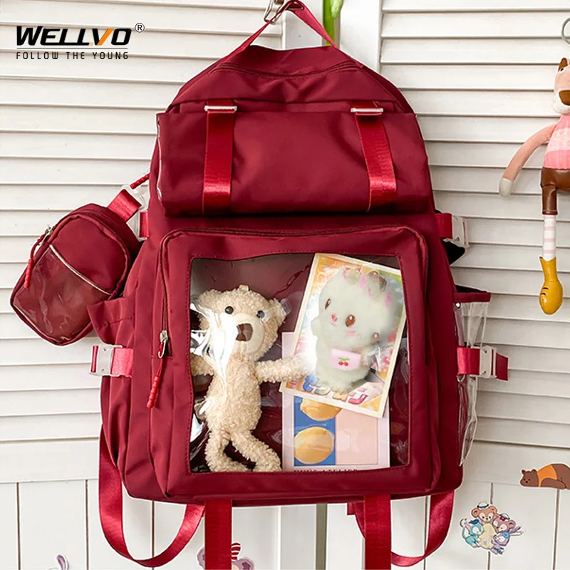 Large Capacity Transparent Backpac Fashion Itabag Multi pocket Nylon ...