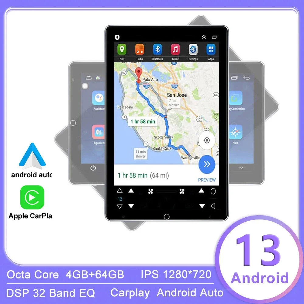 Universal-Automatic-Rotation-Android-13-Car-Double-2Din-Radio-10-GPS-BT ...