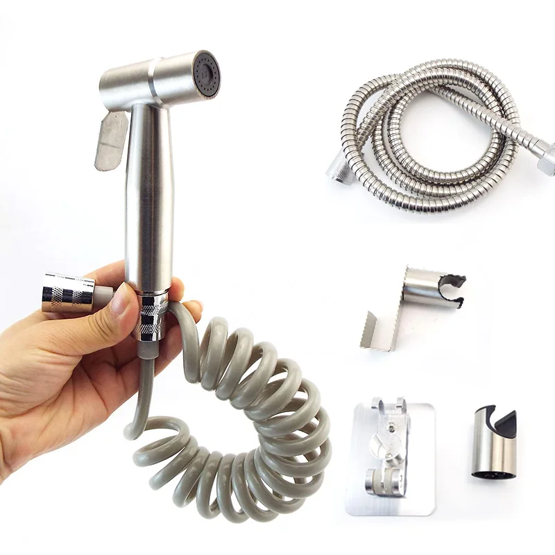 Stainless Steel Toilet Bidet Sprayer Gun Set Kit | Bathroom Cleaning ...