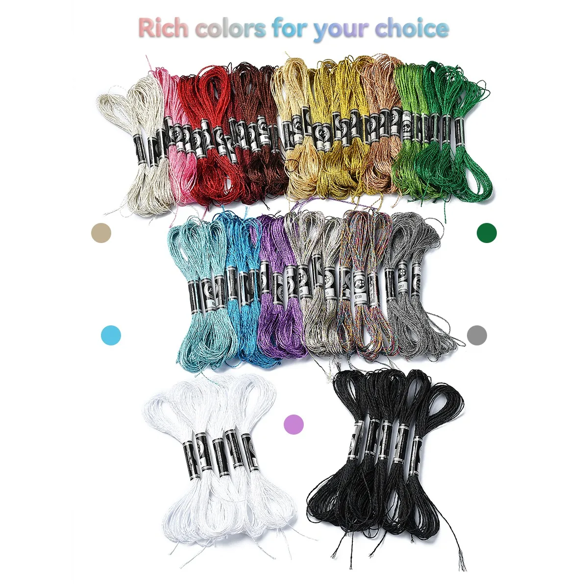 10 Skeins 12-Ply Metallic Polyester Embroidery Floss, Glitter Cross ...