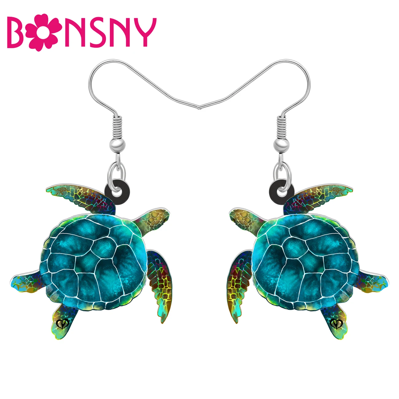 Bonsny-Acrylic-Cute-Ocean-Shell-Sea-Turtles-Dangle-Earrings-Novelty ...