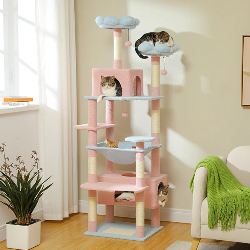 Multi-Level-Cat-Tree-72-4inch-Luxury-Cat-Tower-with-Condo-Hammock-Cat ...