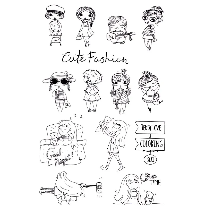 Clear-Stamps-Teddy-and-The-Girl-News-Scrapbooking-Material-DIY-Photo ...