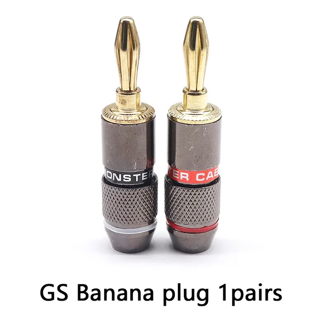 2pcs/1pairs Monster Banana Plug 24K Gold Plated Pure Copper Speaker ...