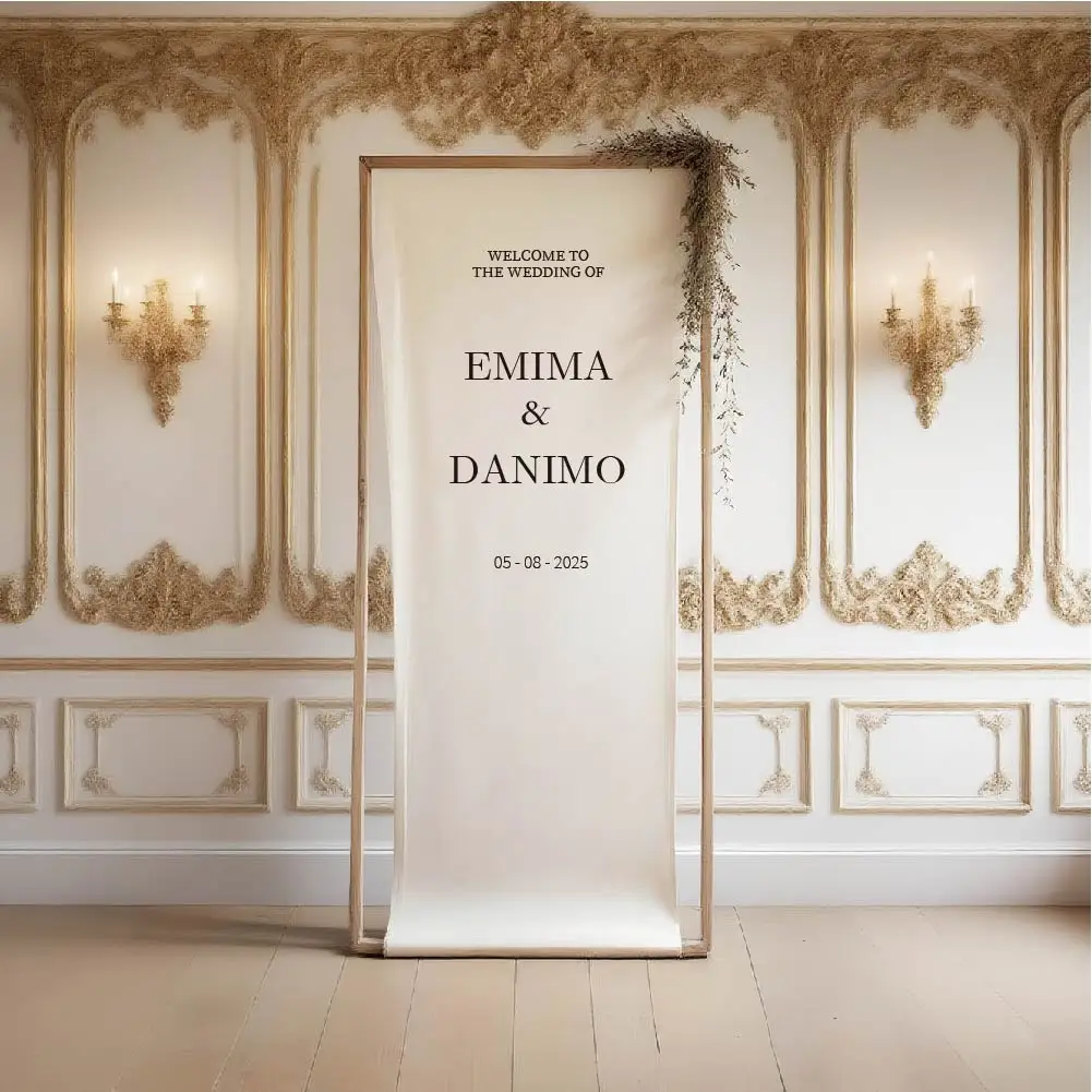 Fabric Wedding Panel, White Linen Customization, Welcome Panel, Event ...