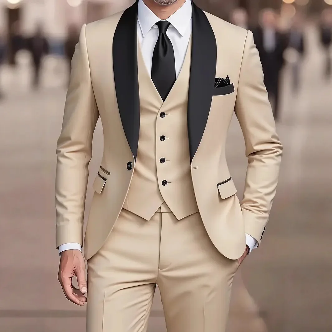 Terno de três peças slim fit, padrinhos de casamento, estilo coreano ...
