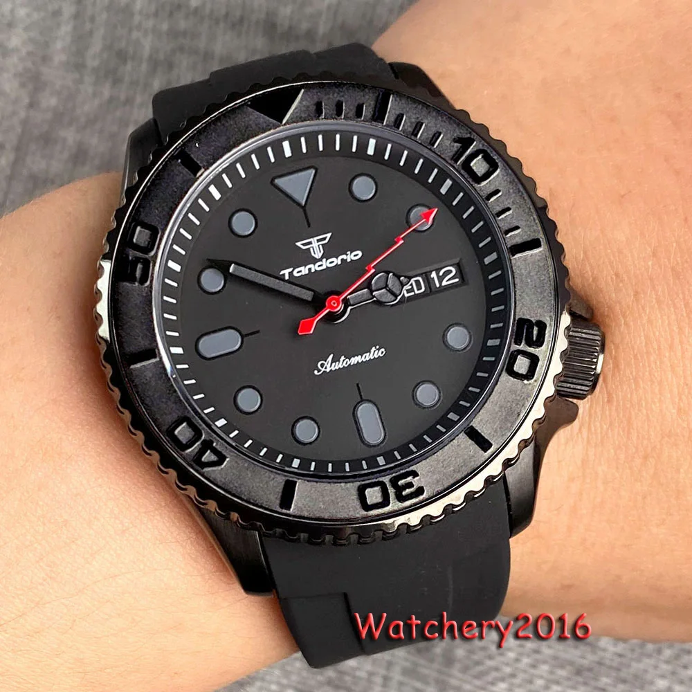 Tandorio-41mm-20ATM-Waterproof-Watch-For-Men-Dive-Black-PVD-Watch-NH36A ...