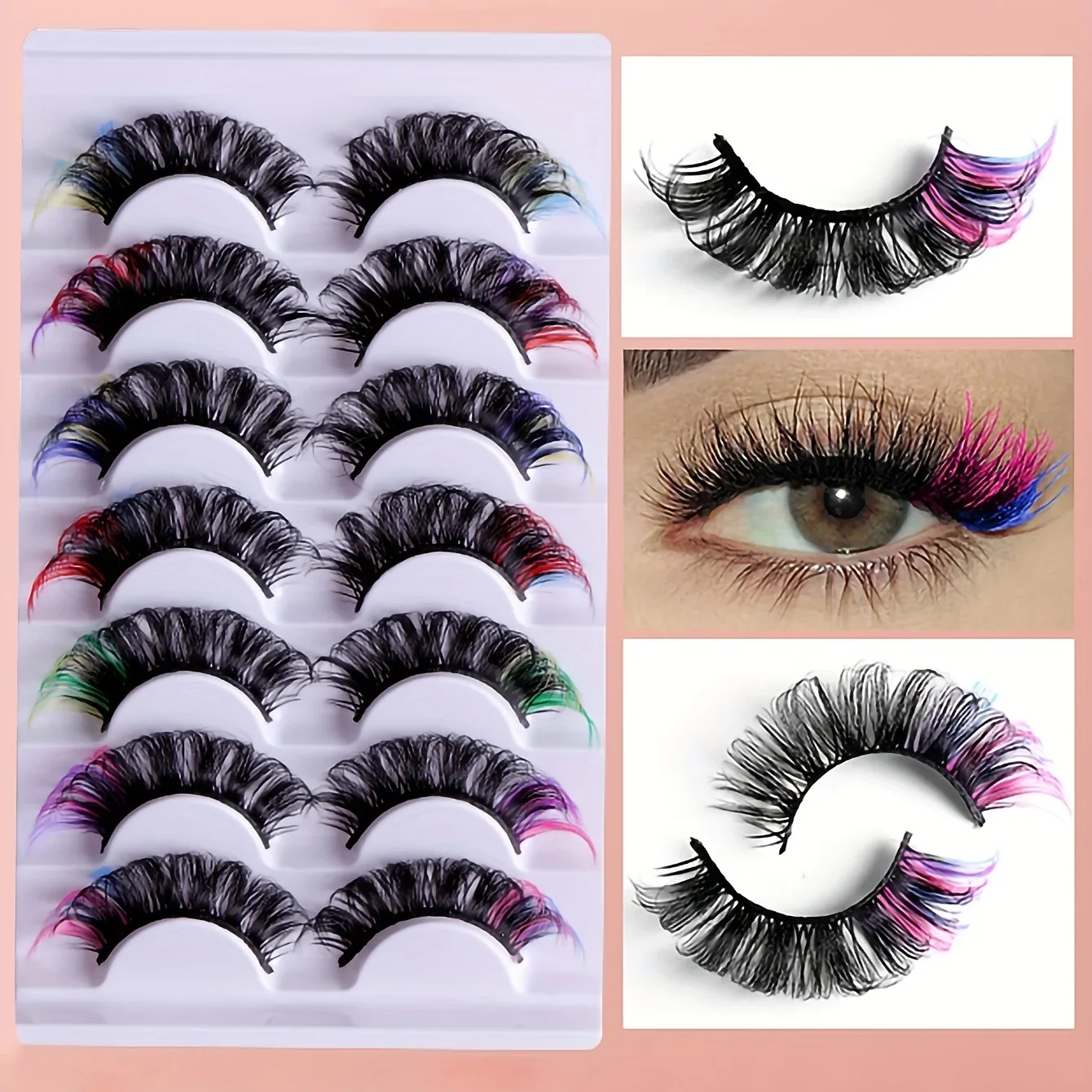 7-pairs-of-colored-false-eyelashes-3D-mink-DD-curly-fluffy-eyelashes ...