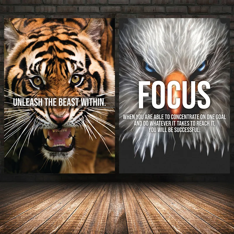 Animal-Motivation-Poster-Inspirational-Quote-Tiger-Eagle-Lion-Wolf-Wall ...