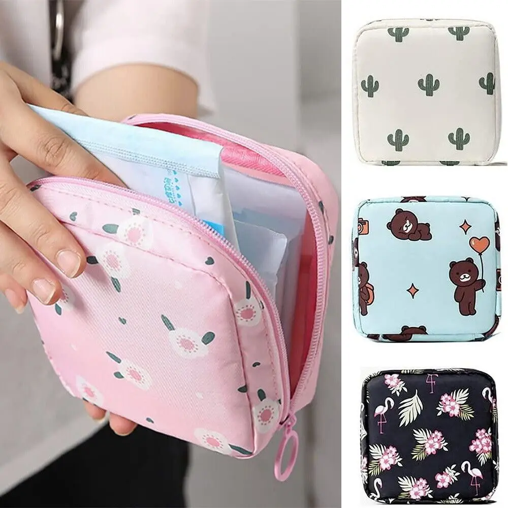Tamper-Proof Sanitary Pad Tissue Bags Cartoon Change Coin Clip Towel ...