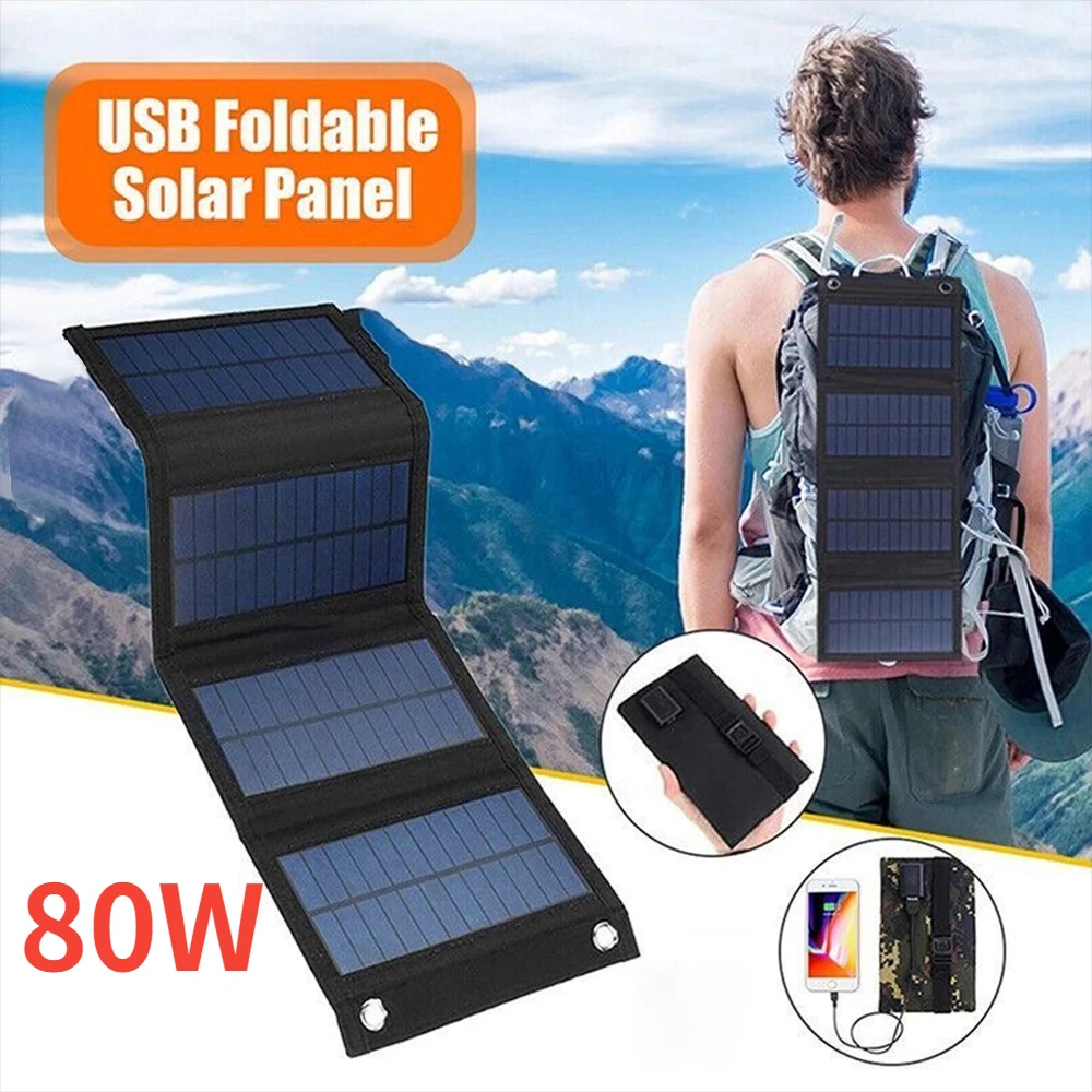 80W-Foldable-Solar-Power-Panel-USB-5V-Solar-Charger-Portable-Solar-Cell ...