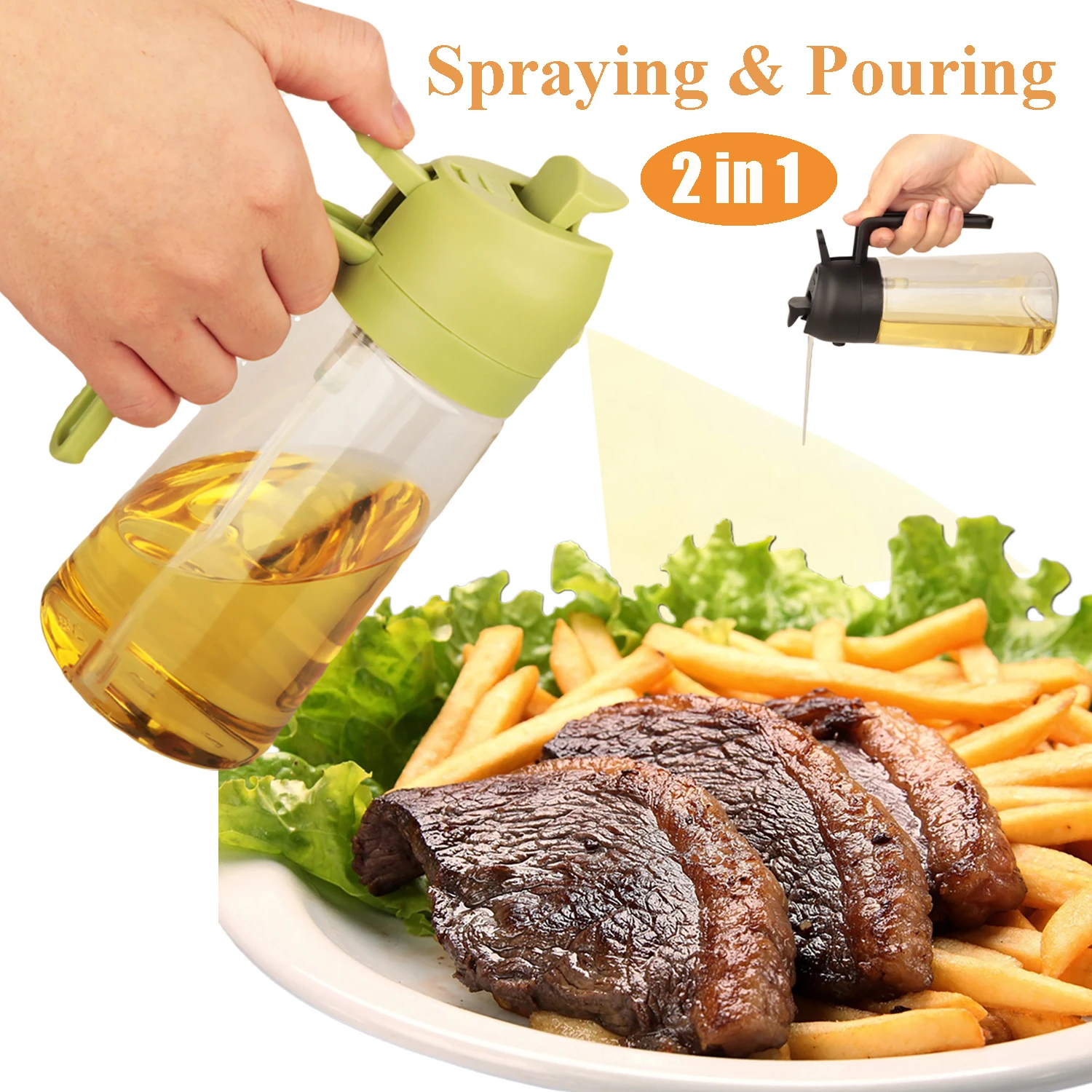 16oz 2-in-1 Olive Oil Dispenser & Sprayer – Kitchen Staples Plus