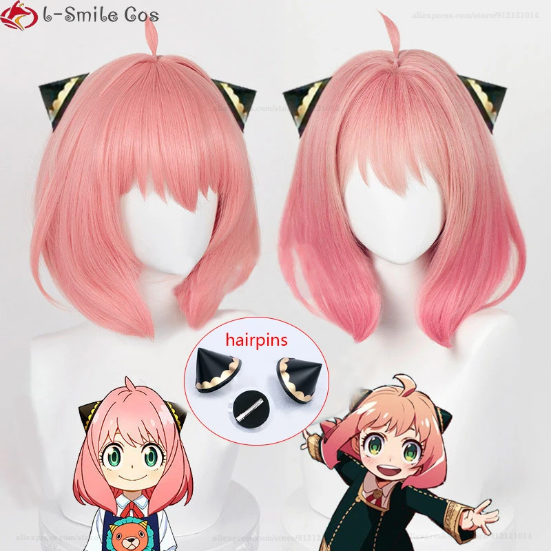 Peluca-sint-tica-de-Anime-SPY-FAMILY-Anya-Forger-pelo-corto-rosa-para ...