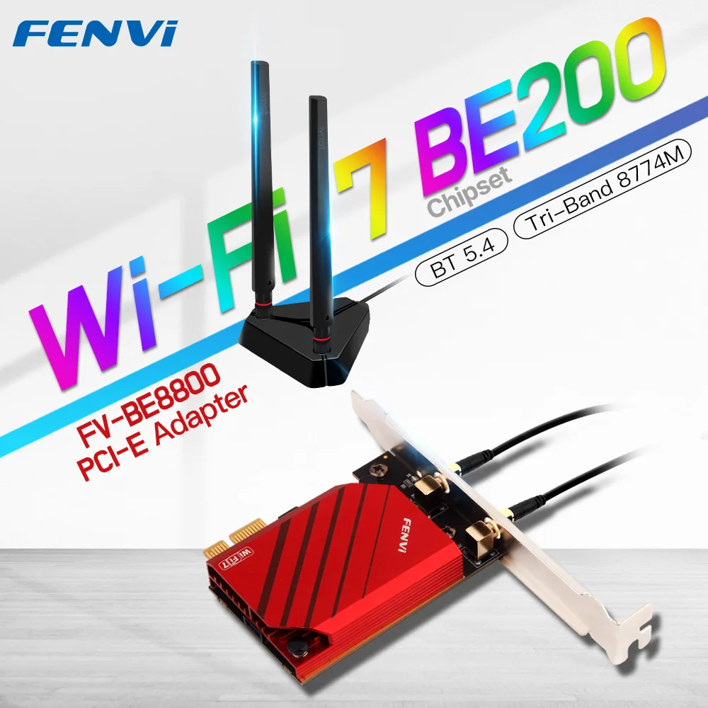 FENVI WiFi 7 BE200 PCIE Adapter BT 5.4 8774Mbps Tri Band 2.4GHz/5GHz ...