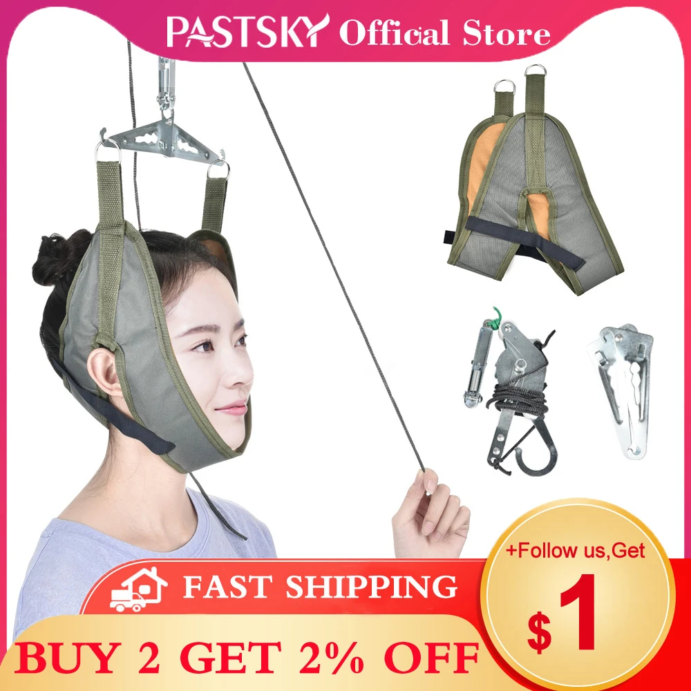 Over Door Hanging Neck Traction Kit Cushion Stretching Belt Brace ...