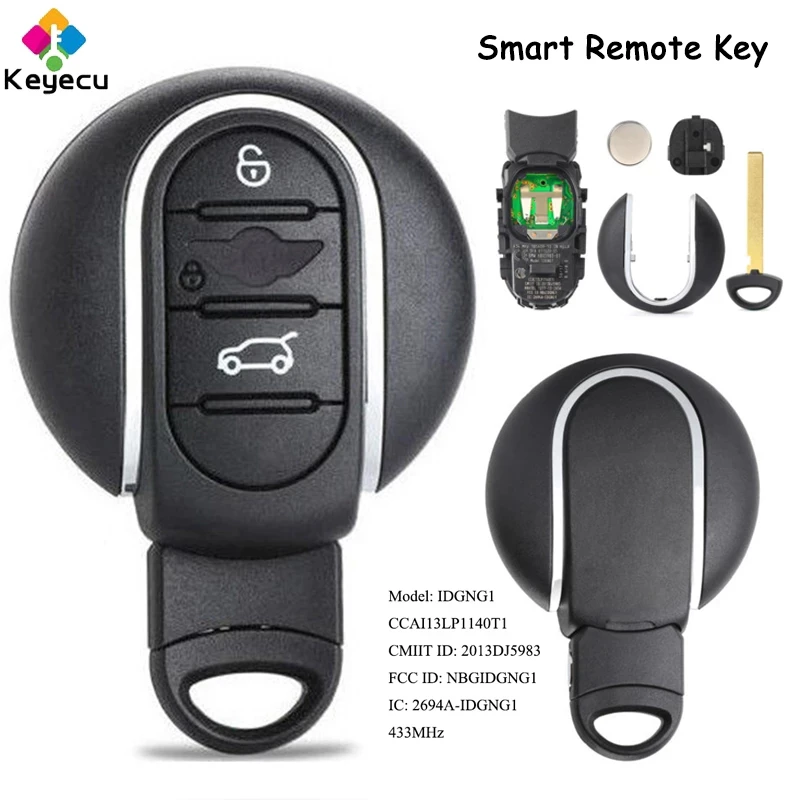 Keyecu Smart Keyless Entry Remote Car Key With 3 Buttons 433mhz - Fob ...