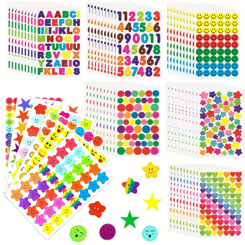 327-2250pcs-Cute-Notebook-Laptop-Decals-Star-Number-Letter-Reward ...