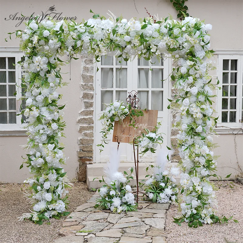 White-Series-With-Greenery-Outdoor-Wedding-Backdrop-Frame-Arch-Decor ...