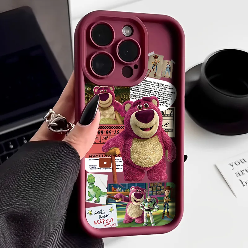 Romantic-Lotso-pink-rose-Strawberry-Bear-Phone-Case-For-iPhone-15-14-13 ...