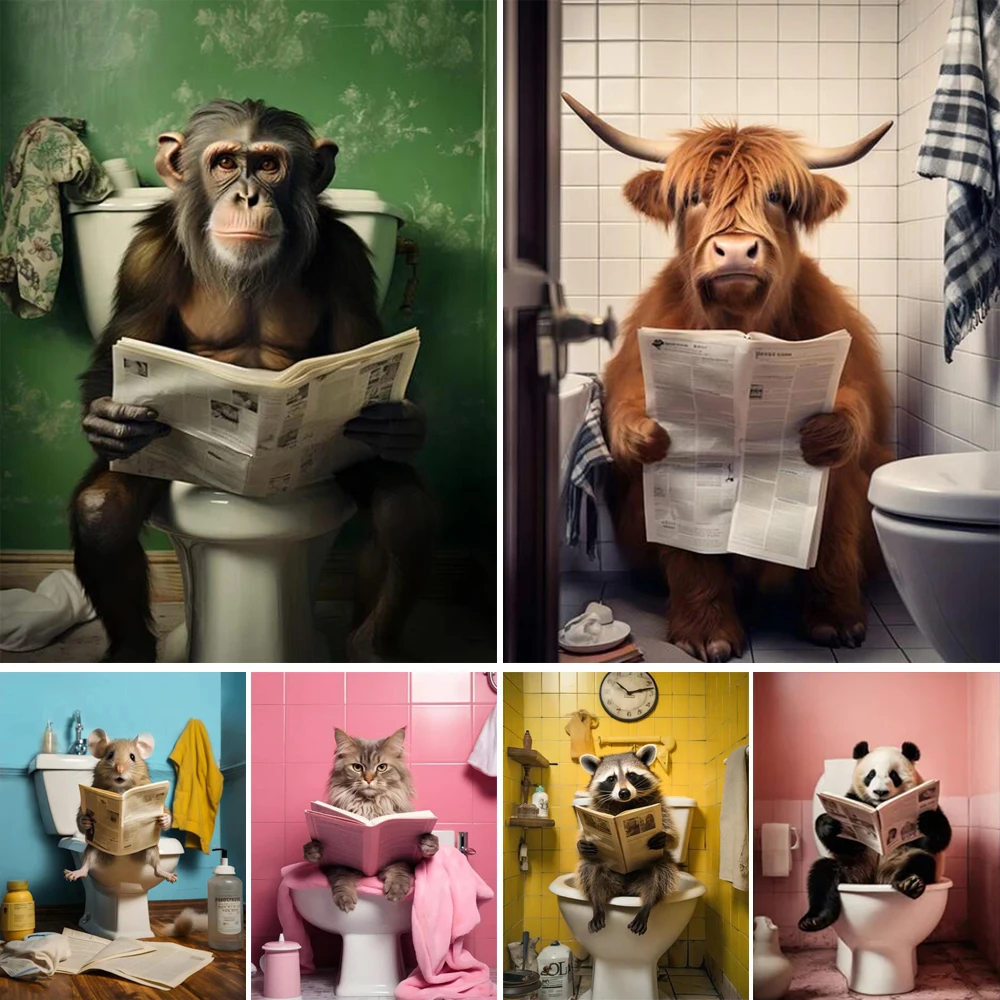 Bricolage-diamant-broderie-toilette-yak-chat-peinture-grossier-point-de ...