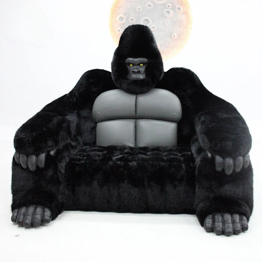 Sof-grande-de-cuero-con-forma-de-gorila-gigante-silla-de-felpa ...