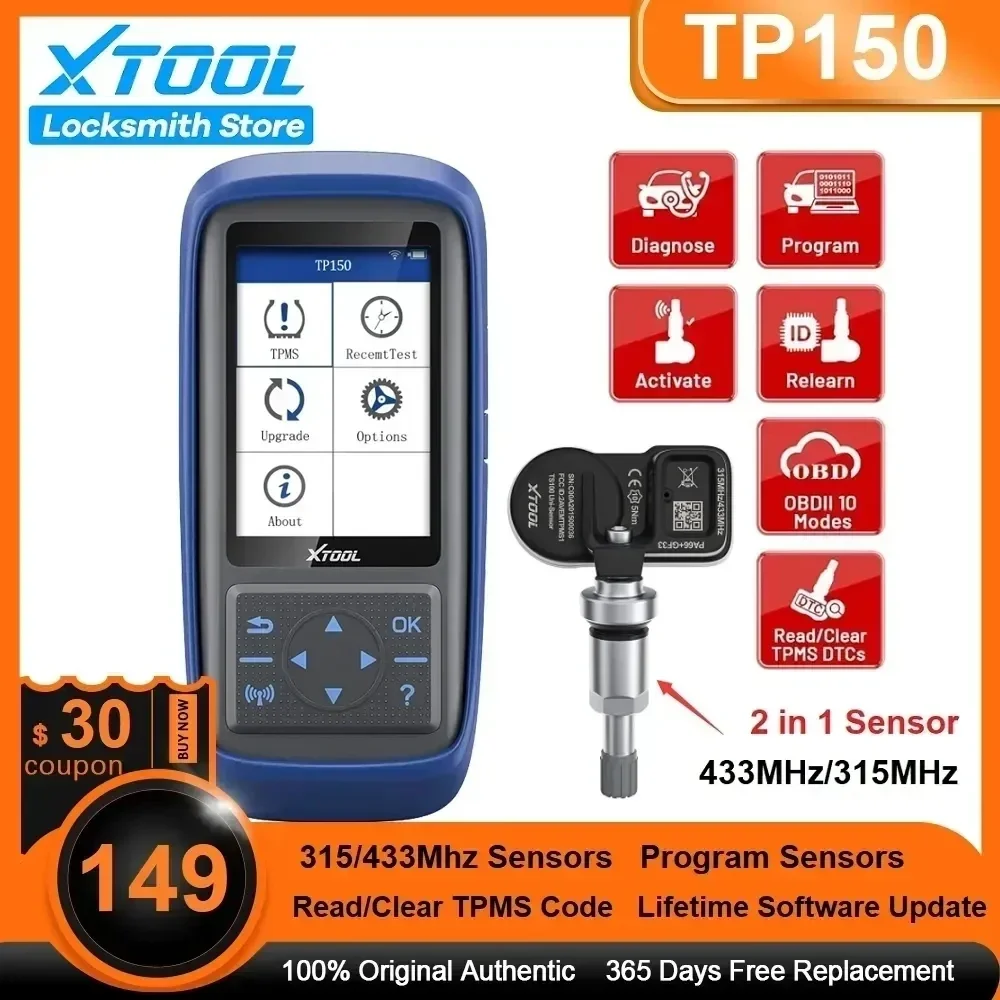 2024-Newest-XTOOL-TP150-Tire-Pressure-Monitoring-System-OBD2-TPMS ...