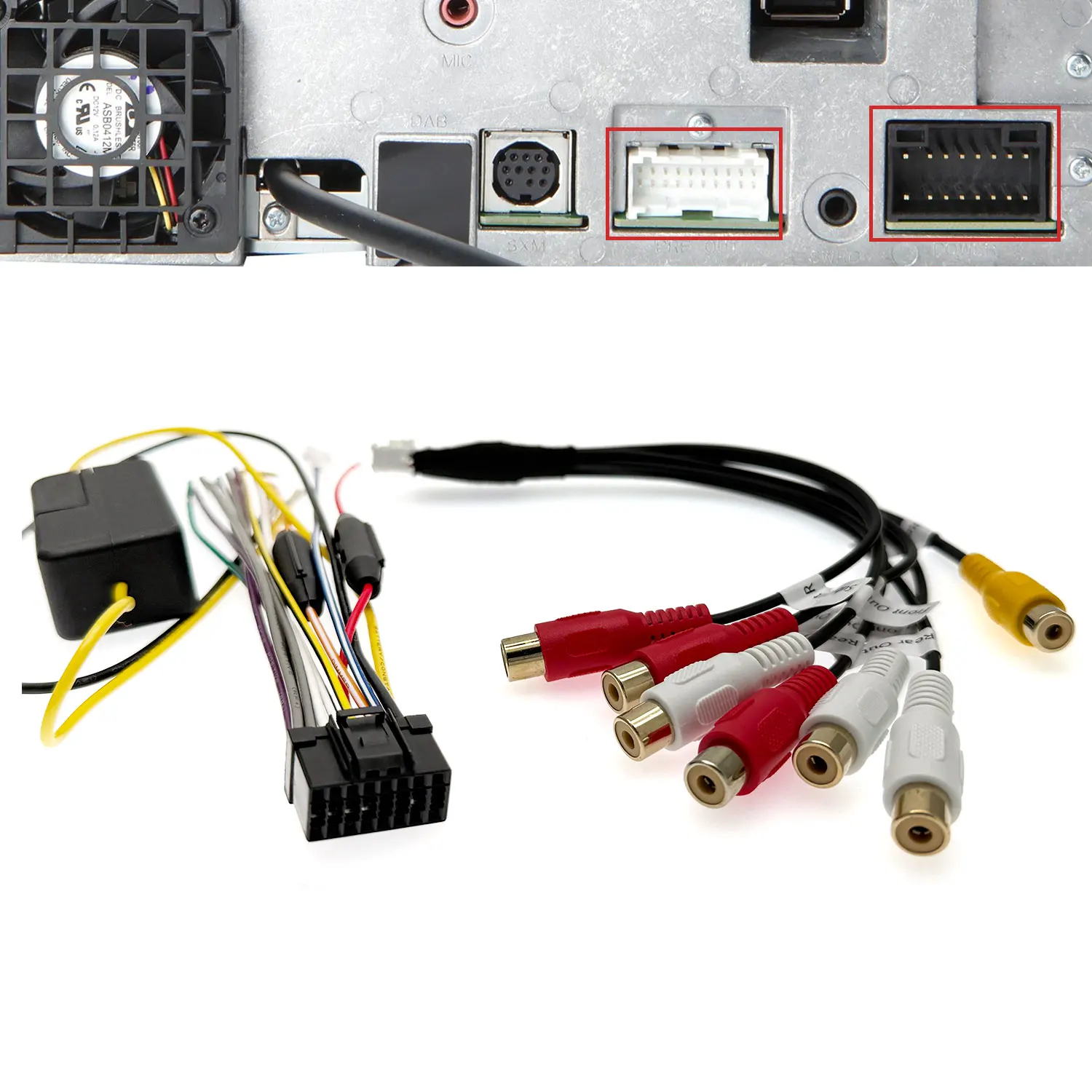 20 Pin Car Stereo ISO Radio Rear Camera Front Sub Rear Out L-R RCA ...
