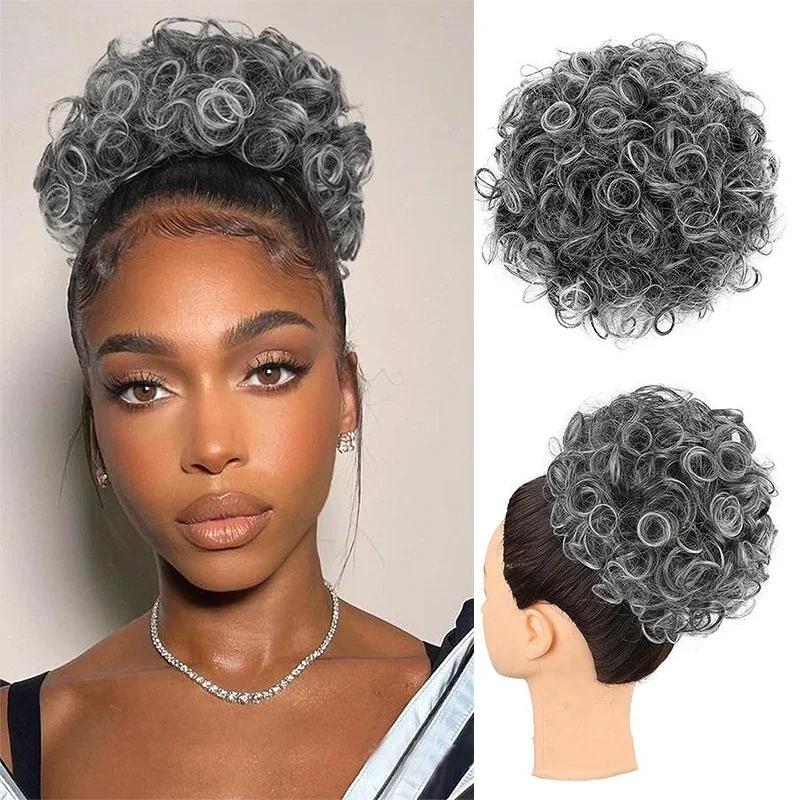Elastic-Drawstring-Hair-Bun-Ponytail-Extensions-Short-Synthetic-Messy ...