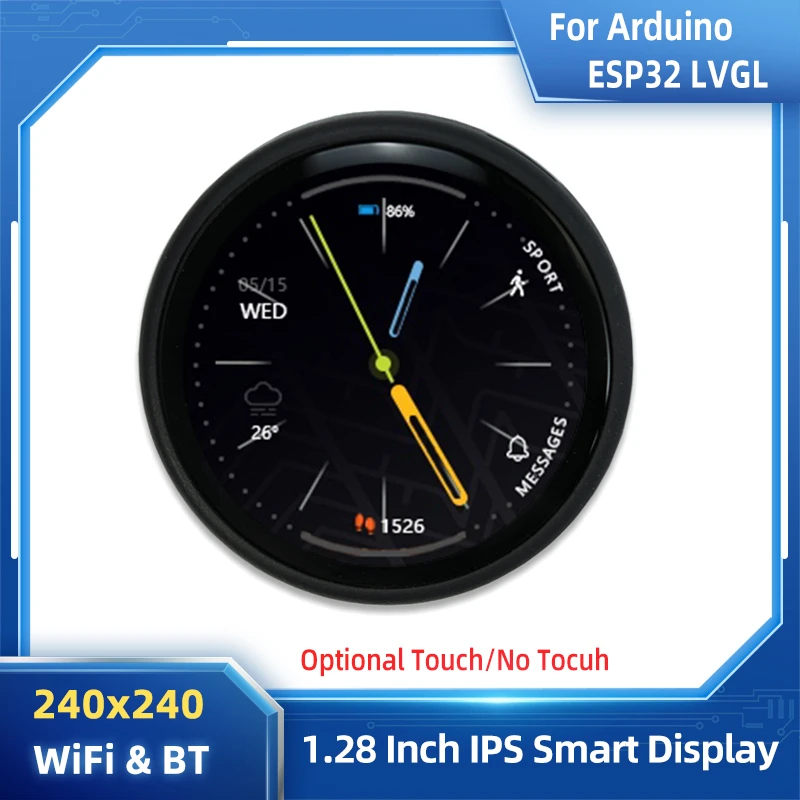 ESP32 LVGL para Arduino WiFi & Bluetooth Placa de Desenvolvimento 1.28 Polegada 240*240 IPS ...