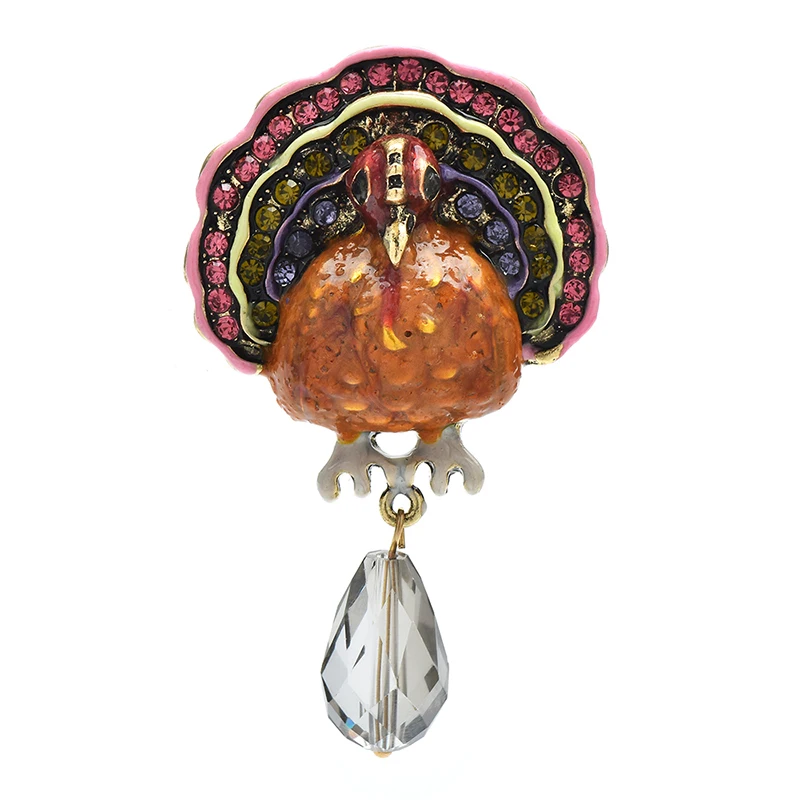 Wuli-baby-Lovely-Turkey-Brooches-For-Women-Unisex-Enamel-Water-drop ...