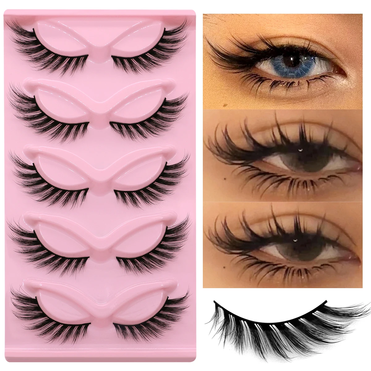 GROINNEYA-Cat-Eye-Lashes-Mink-Eyelashes-3D-Curl-Winged-Natural ...
