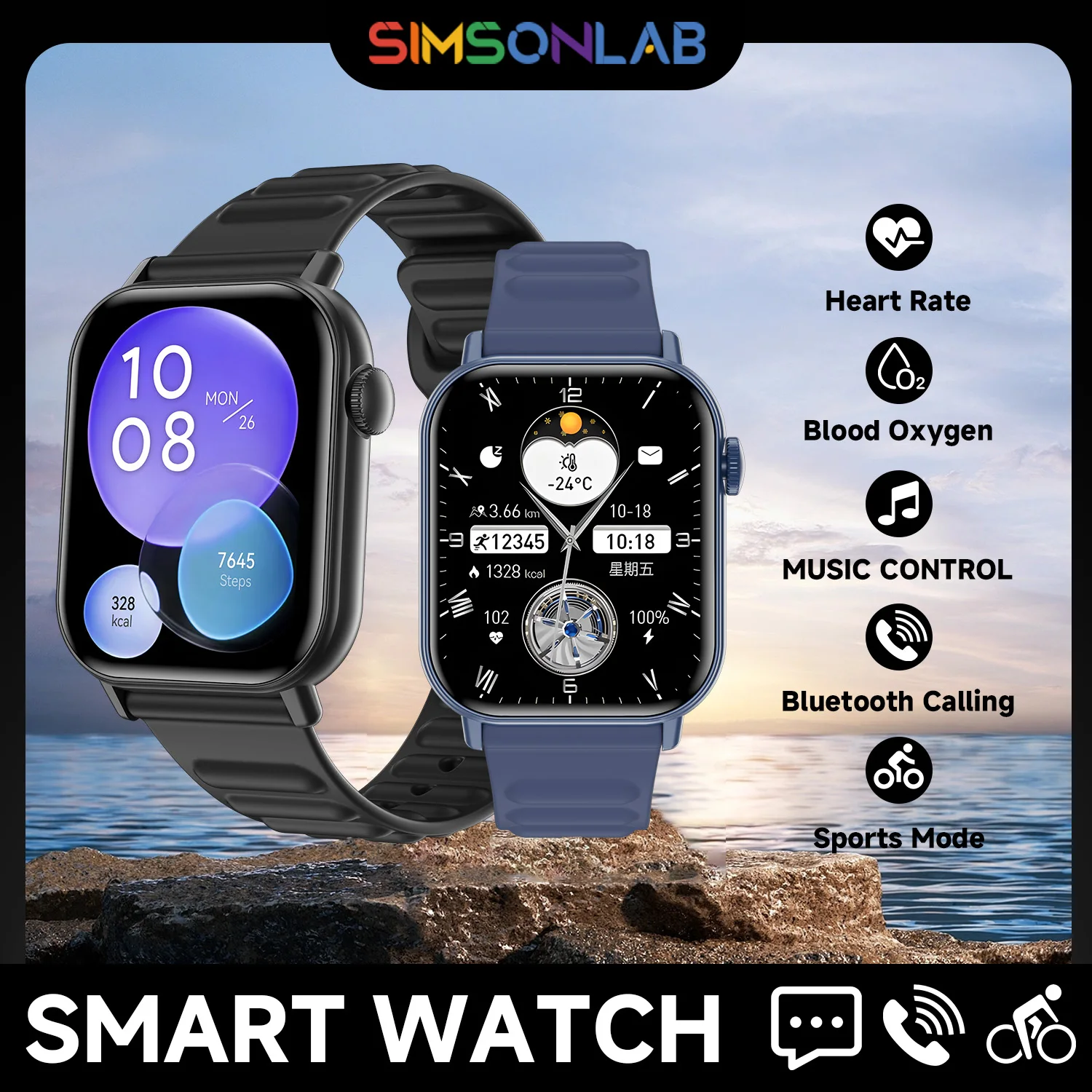 Global Version New Smartwatch Heart Rate Blood Oxygen Bluetooth Calling ...