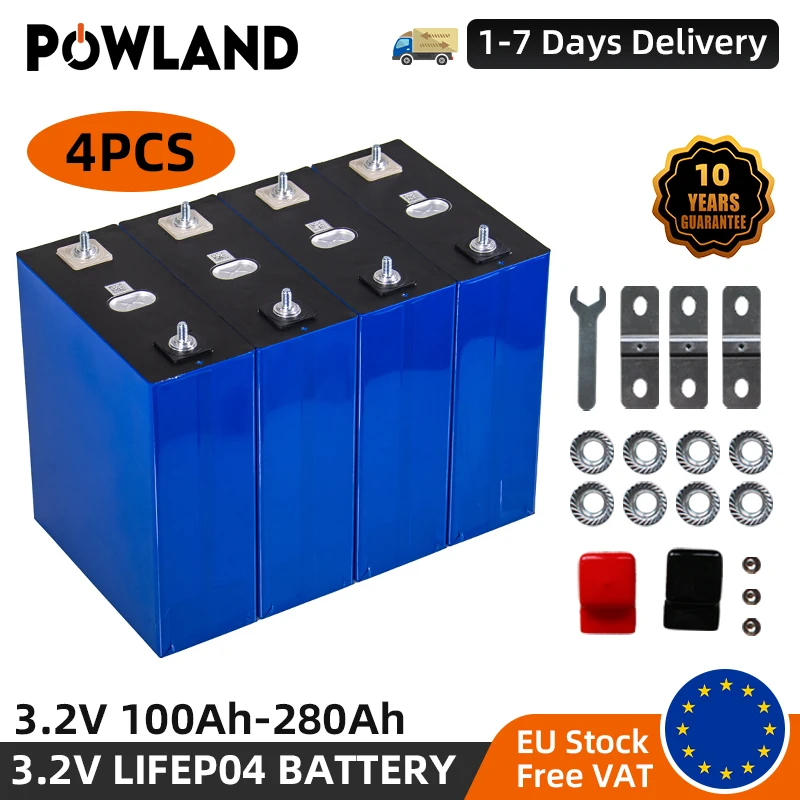 POWLAND-4-pezzi-3-2V-100Ah-150Ah-280Ah-LiFePO4-Batteria-FAI-DA-TE-4S-8S ...