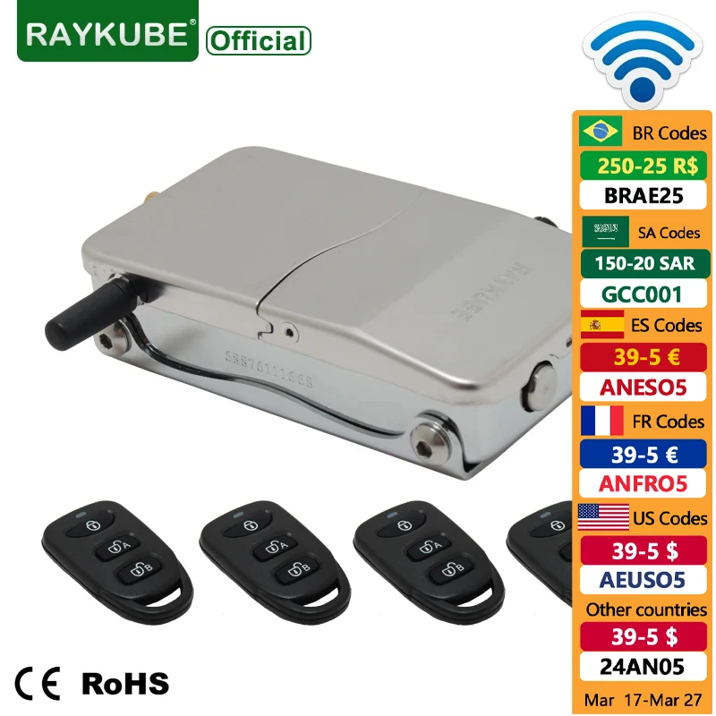 RAYKUBE-Electronic-Door-Lock-With-Remote-Control-Keys-Opening-Invisible ...