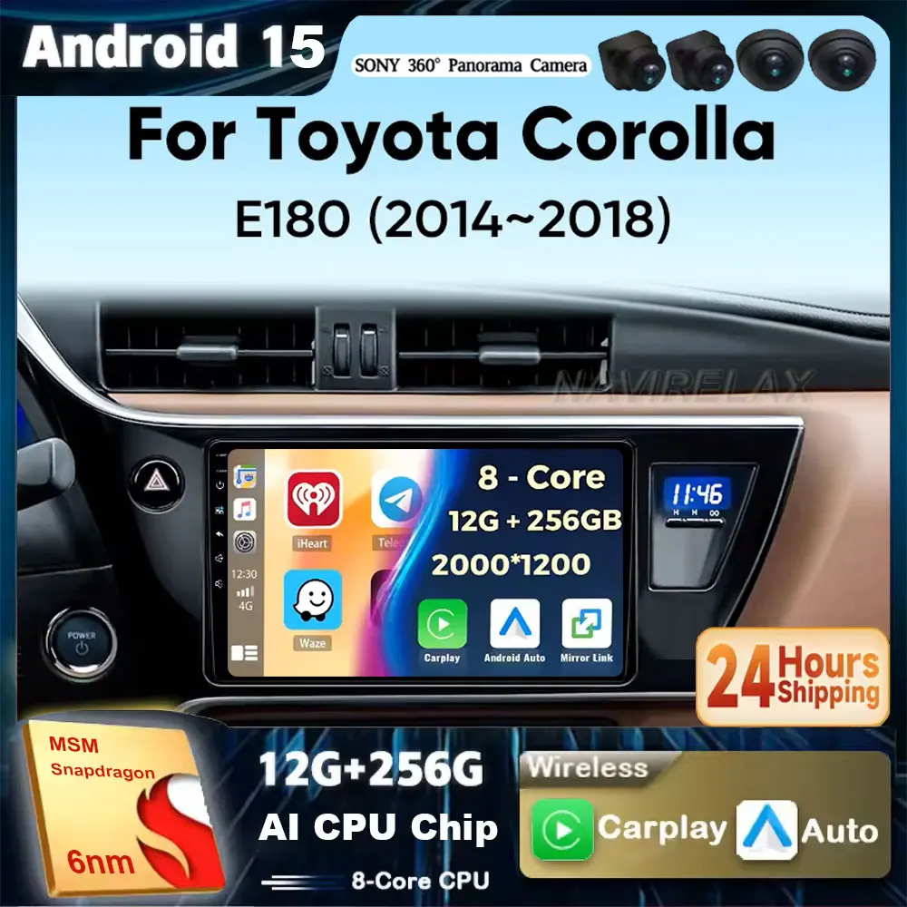 Android 15 Car Radio For Toyota Auris 2014 2015 2016 2017 2018 Corolla ...