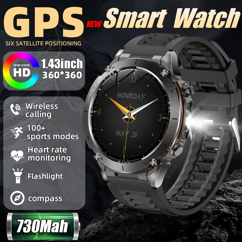 2026 New Top Military outdoors Dual-band GPS SmartWatch Compass 10ATM ...