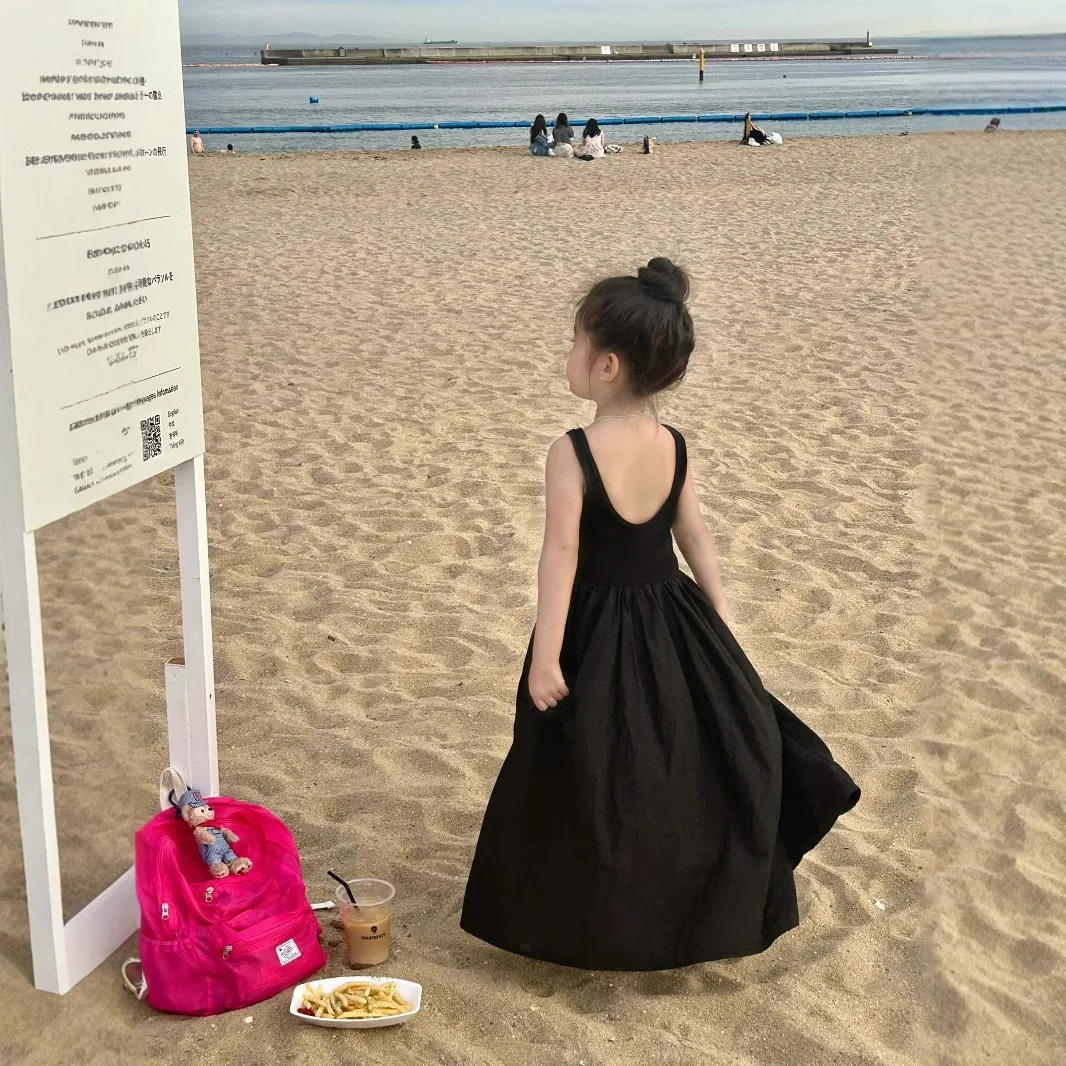 2025 Korean Version Beach Dress for Girls Backless Camisole Dress ...