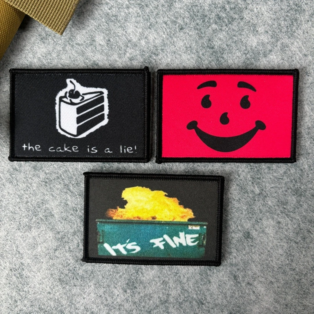 Dumpster Fire It's Fine Tactical Patch The Cake Is A Lie Print Hook ...